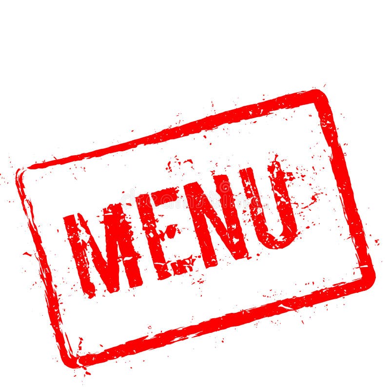 Menu Red Rubber Stamp Isolated on White. Stock Vector - Illustration of ...