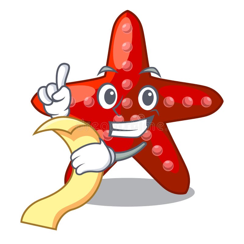 With Menu Red Starfish in the Cartoon Shape Stock Vector - Illustration ...