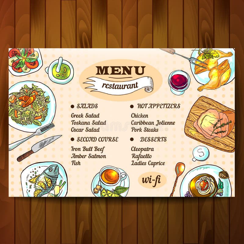 Restaurant menu stock vector. Illustration of handdrawn - 49070392