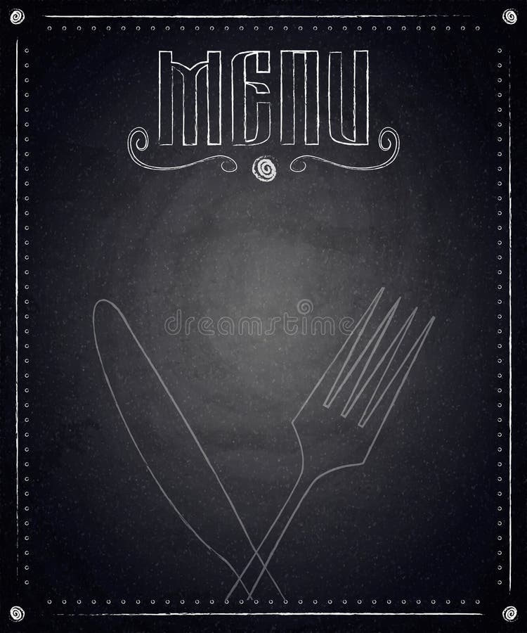 Menu of Restaurant on Black Chalkboard Background Stock Illustration ...