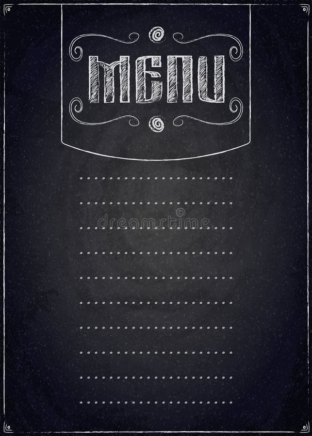Menu of Restaurant on Black Chalkboard Background Stock Vector ...