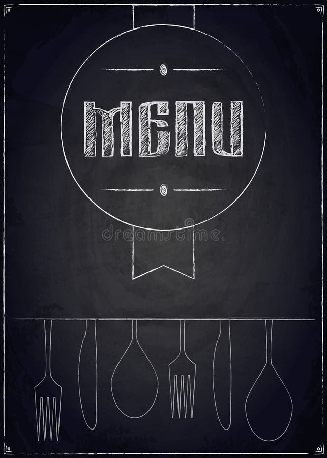 Menu of Restaurant on Black Chalkboard Background Stock Illustration ...