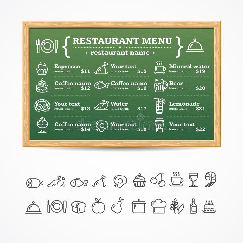 Menu Restaurant Board. Vector Stock Vector - Illustration of food ...