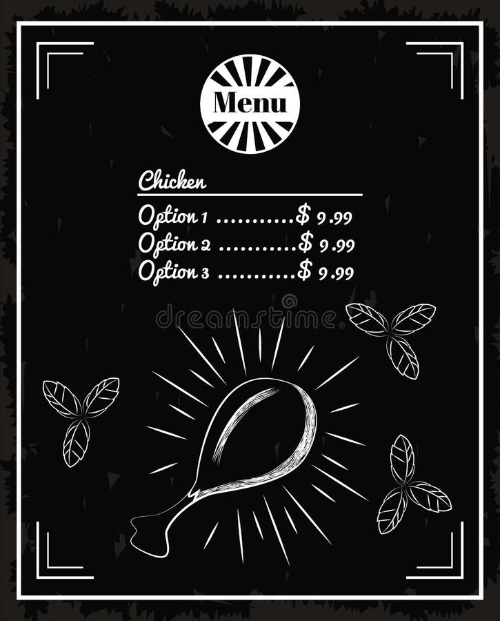 Menu restaurant chicken stock vector. Illustration of doodle - 132889242