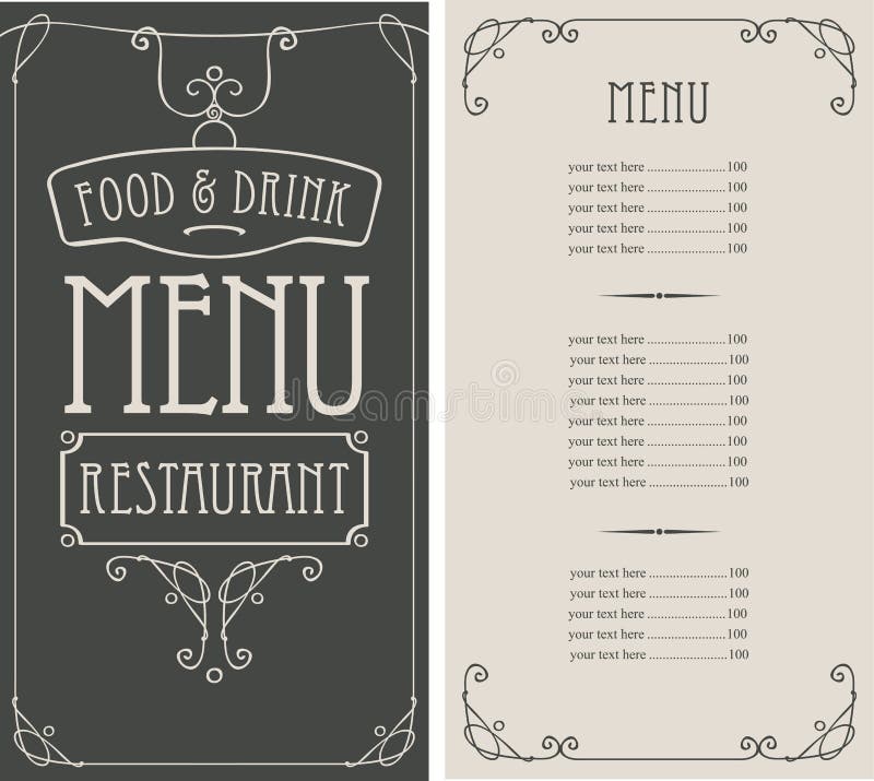 Menu for Restaurant in Curly Frame in Retro Style Stock Vector ...