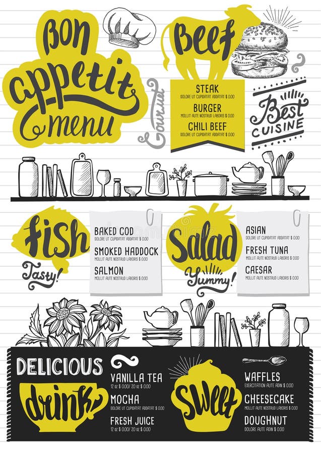 Doodle Style Restaurant Menu Stock Illustrations – 19,235 Doodle Style ...