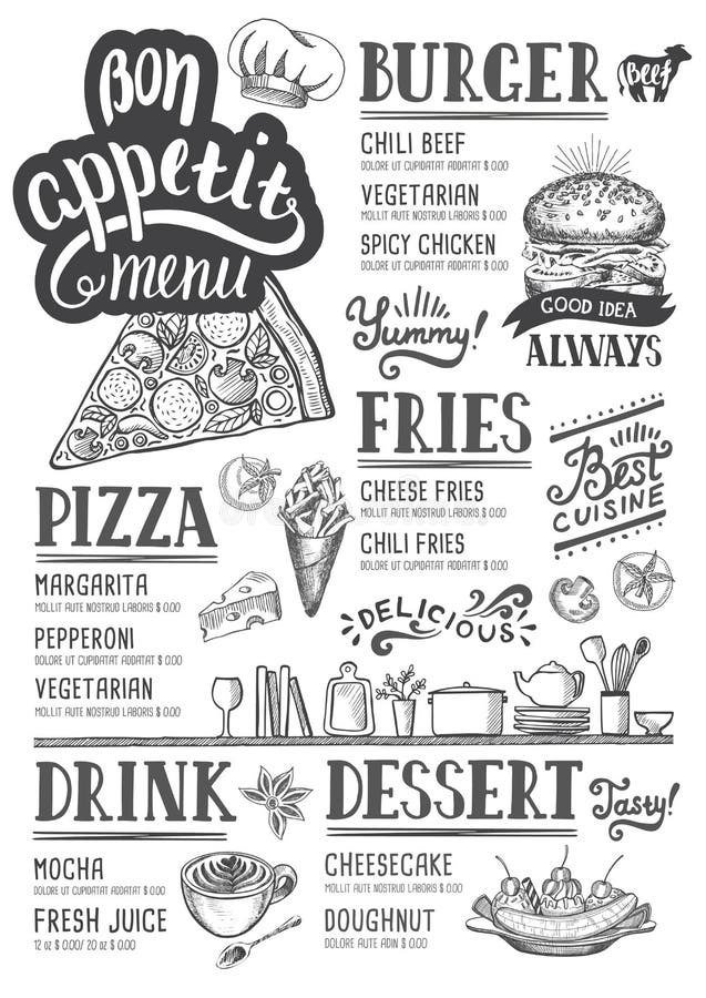 Doodle Style Restaurant Menu Stock Illustrations – 19,235 Doodle Style ...