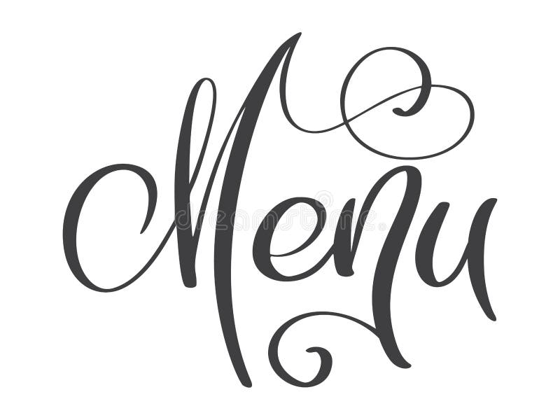 Menu Vector Word on White Background. Hand Drawn Vintage Calligraphy ...