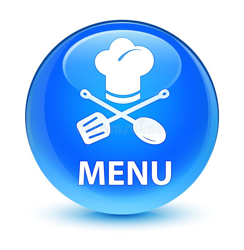 Menu (restaurant Icon) Glassy Cyan Blue Round Button Stock Illustration ...
