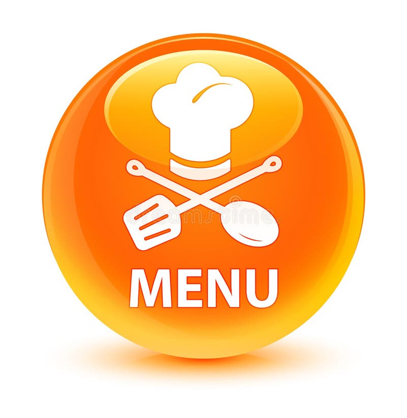 Menu (restaurant Icon) Glassy Orange Round Button Stock Illustration ...