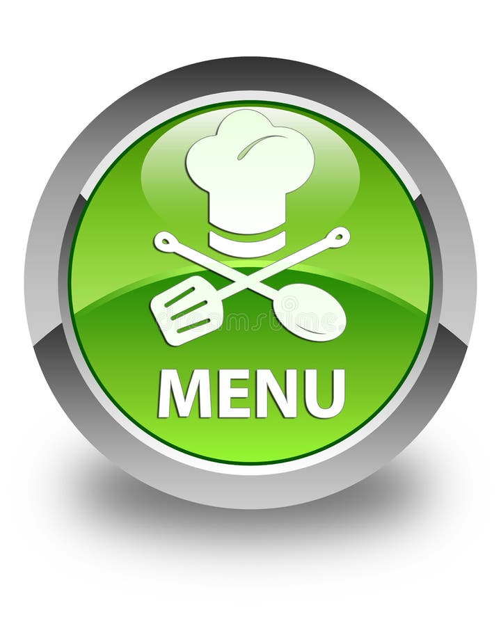 Menu (restaurant Icon) Glossy Green Round Button Stock Illustration ...