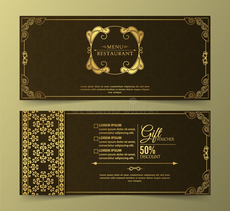 Menu Restaurant Luxury Gift Voucher Design Template Stock Illustration ...