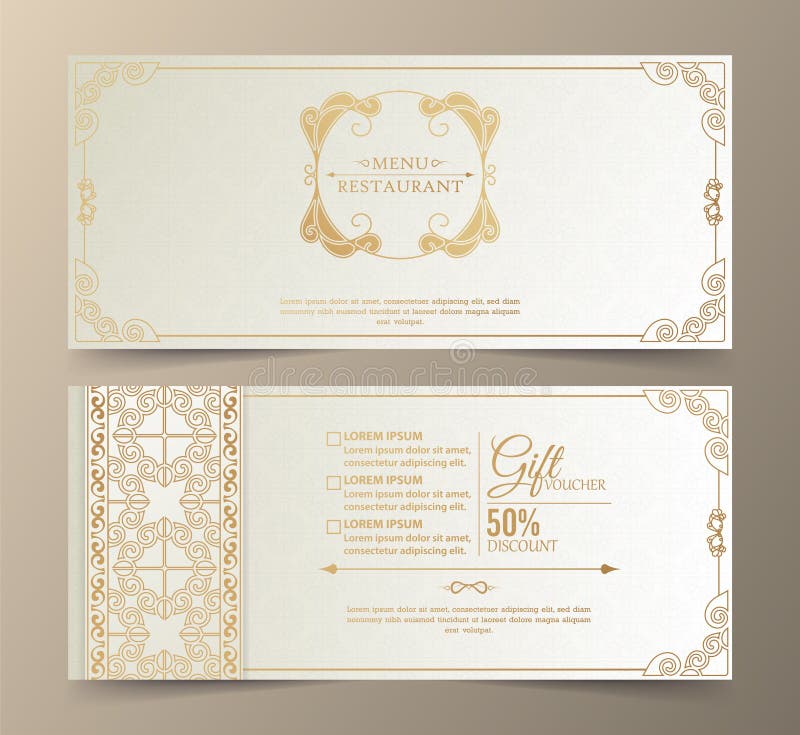 Menu Restaurant Luxury Gift Voucher Design Template Stock Illustration ...