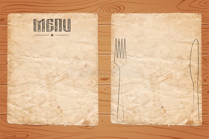 Menu of Restaurant on Old Paper and Wooden Background Stock ...
