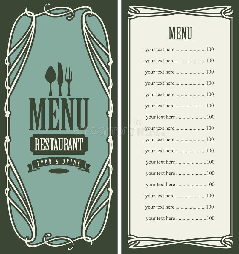 Menu for the restaurant stock vector. Illustration of restaurant - 61518495