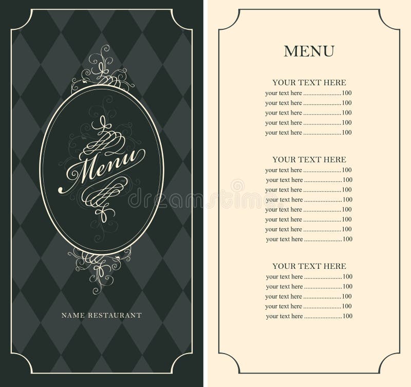 Menu for the restaurant stock vector. Illustration of retro - 63751680