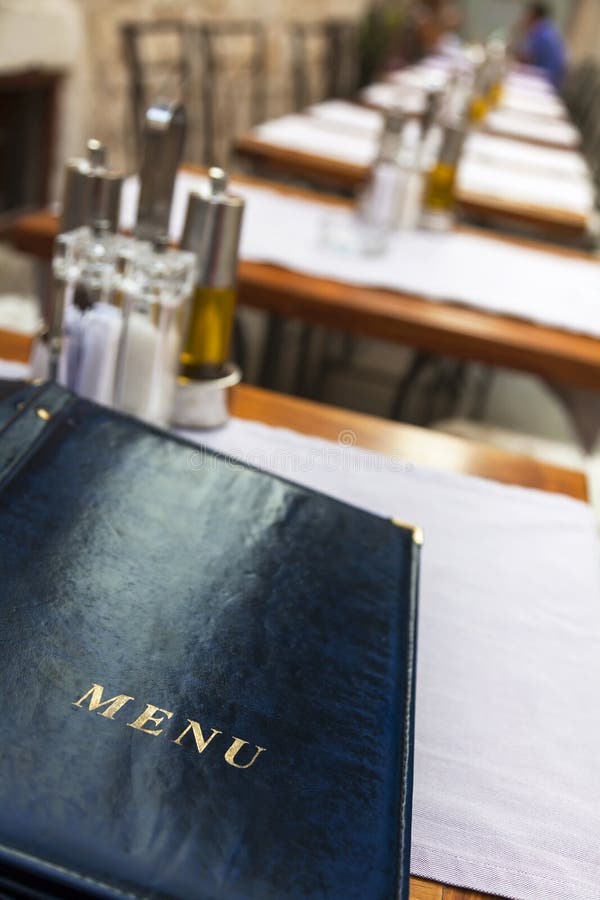 Menu on a Restaurant Table stock image. Image of field - 47292495