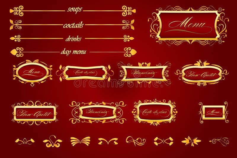 Menu Rosso Reale Del Ristorante Con L'elemento Caligraphic ...