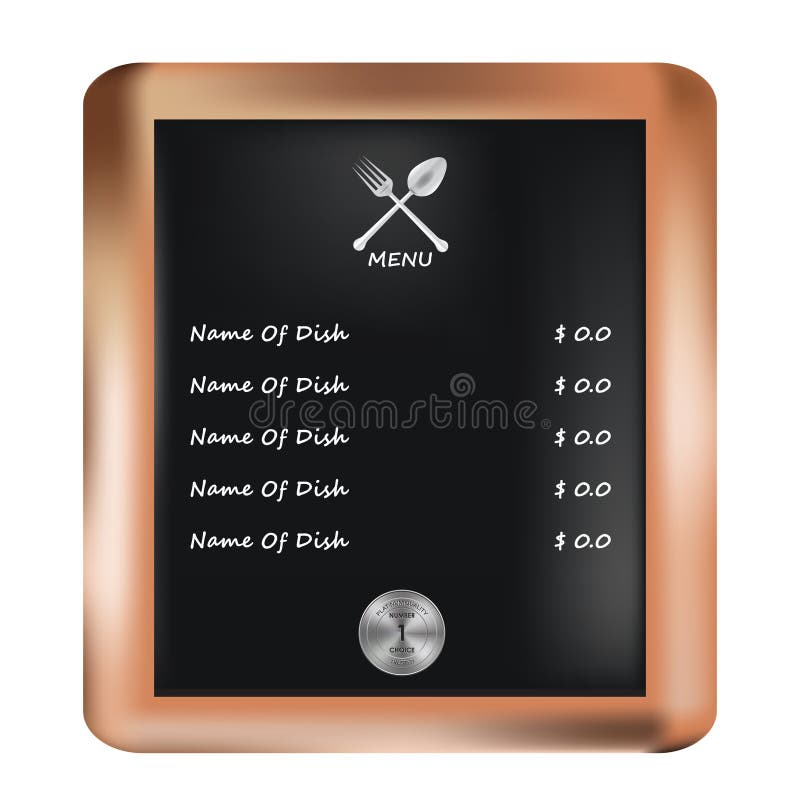 Menu on a Slate Board. Vector Illustration Decorative Design Stock ...