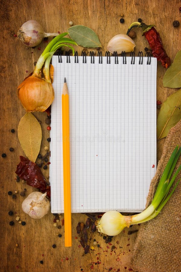 Menu of the spices stock image. Image of notebook, recipe - 18685011
