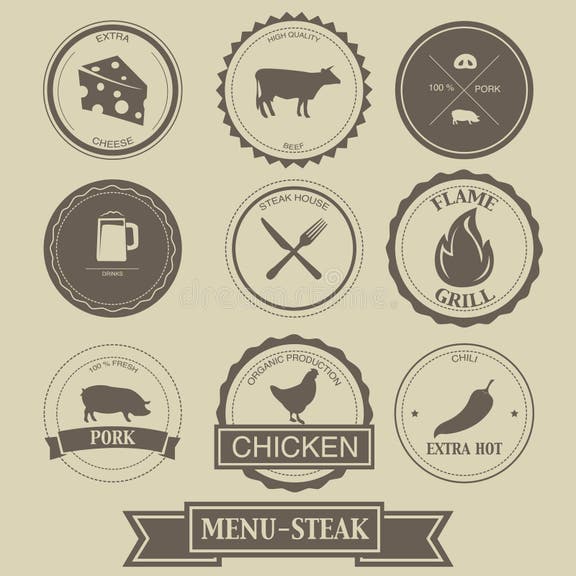 Menu Steak Label Design stock vector. Illustration of beef - 39510409