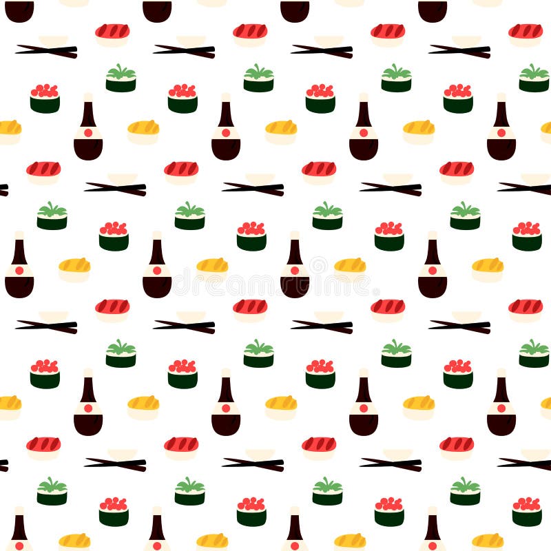 Sushi Seamless Pattern Set, Sushi Rolls Texture, Japanese Cuisine ...