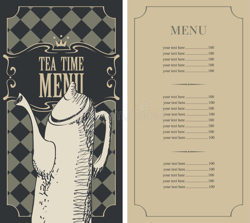 Menu for a tea time stock vector. Illustration of menu - 80163726