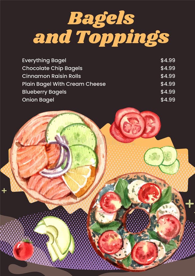 Menu Template with Bagel Day Concept,watercolor Style Stock ...