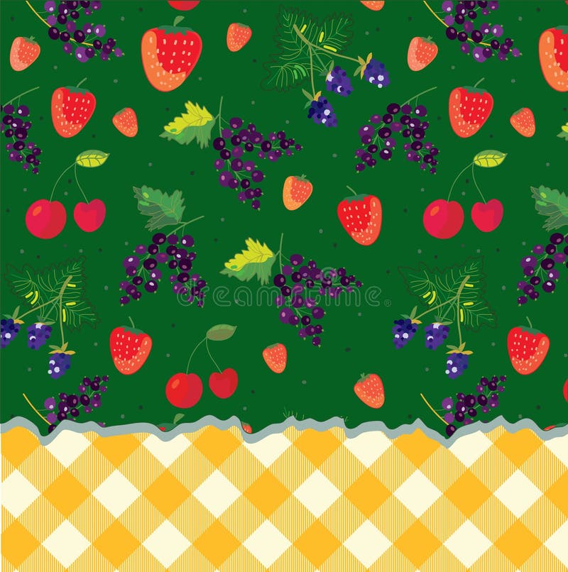 Menu Template with Berries and Plaid Pattern Stock Vector ...