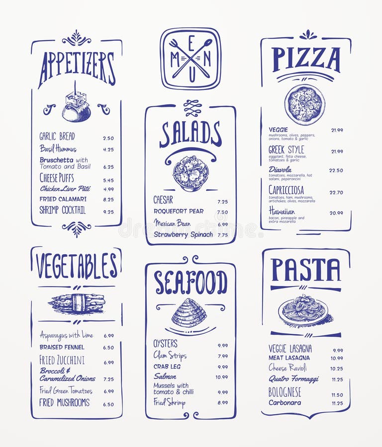 Menu Template. stock vector. Illustration of menu, cheese - 39016196