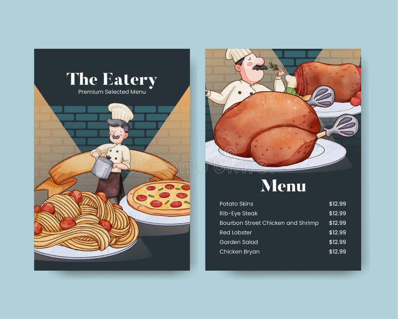 Menu Template with Chef Day Concept,watercolor Style Stock Illustration ...