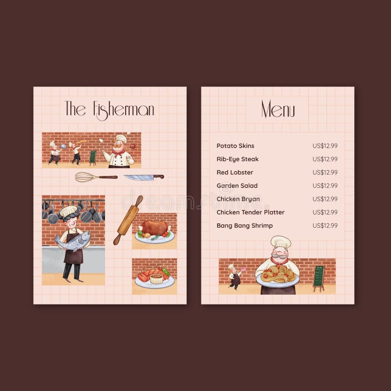Menu Template with Chef Day Concept,watercolor Style Stock Illustration ...