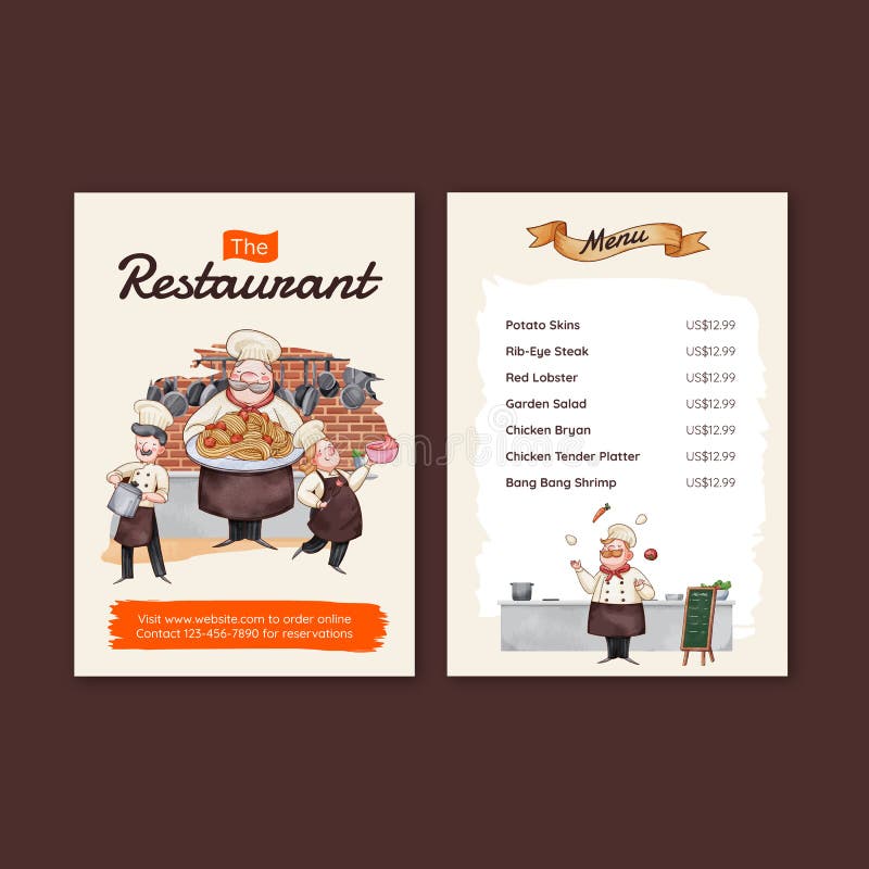 Menu Template with Chef Day Concept,watercolor Style Stock Illustration ...