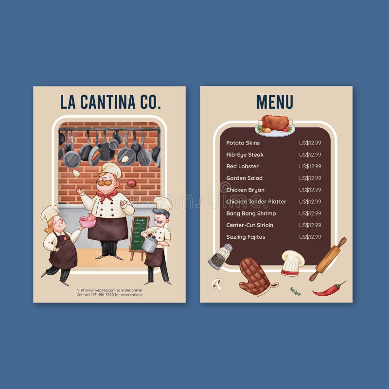 Menu Template with Chef Day Concept,watercolor Style Stock Illustration ...