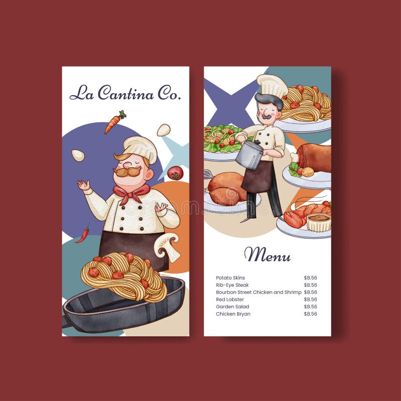 Menu Template with Chef Day Concept,watercolor Style Stock Illustration ...