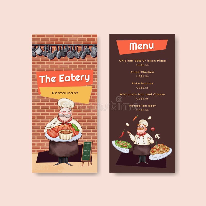 Menu Template with Chef Day Concept,watercolor Style Stock Illustration ...