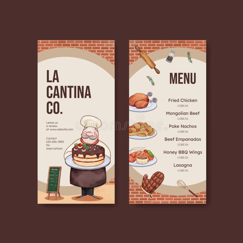 Menu Template with Chef Day Concept,watercolor Style Stock Illustration ...