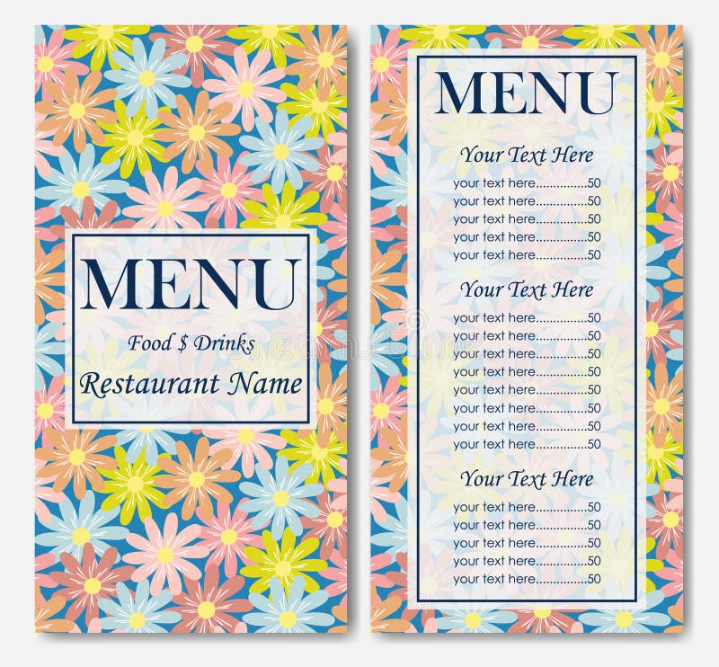 Menu Template with Decorative Floral Frame. Easter Menu Template Stock ...