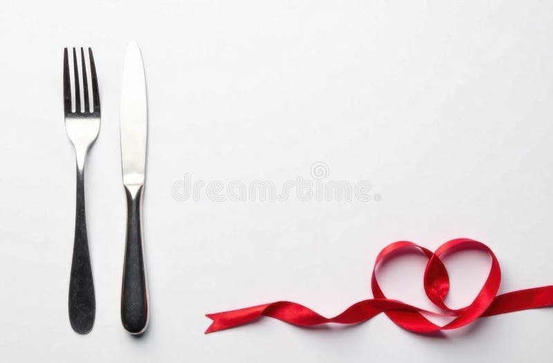 Menu Template with Fork and Spoon Stock Photo - Image of ribbon, white ...