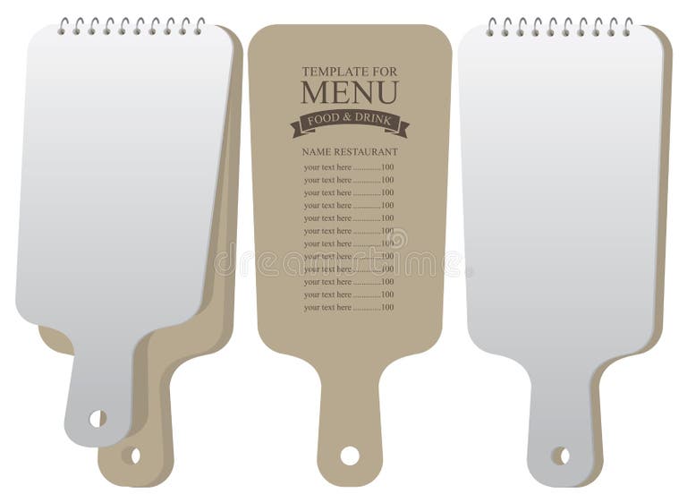 Menu Template in the Form of a Cutting Board Stock Vector ...