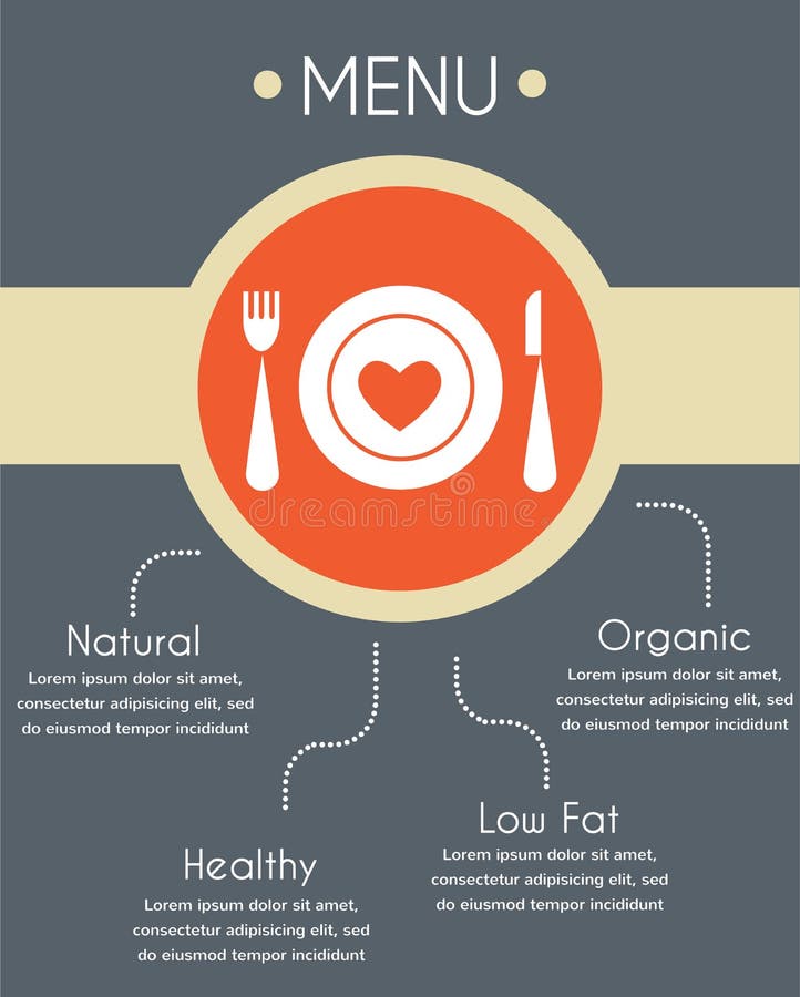 Menu Template for Healthy Restaurant, Infographics Stock Illustration ...