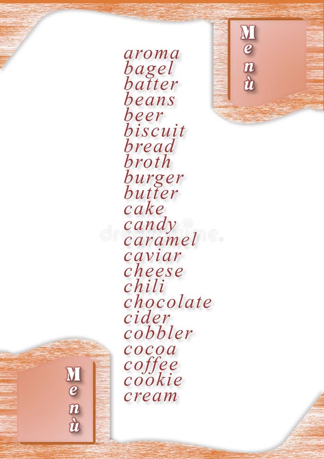 Menu Template for Personalization for Food and Drinks Stock Vector ...