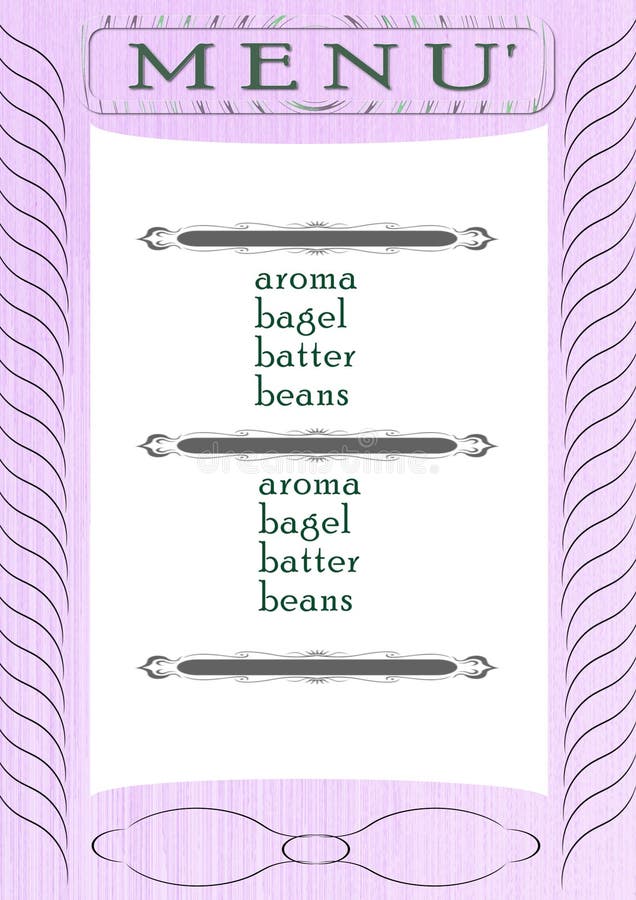 Menu Template for Personalization for Food and Drinks Stock Vector ...