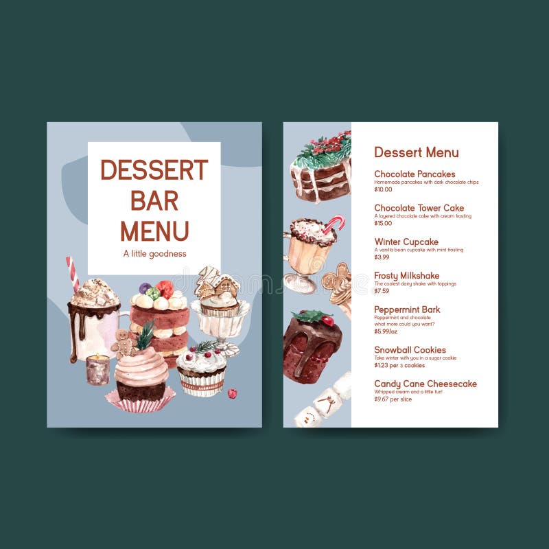 Menu Template with Winter Sweets Concept Design for Restaurant and ...