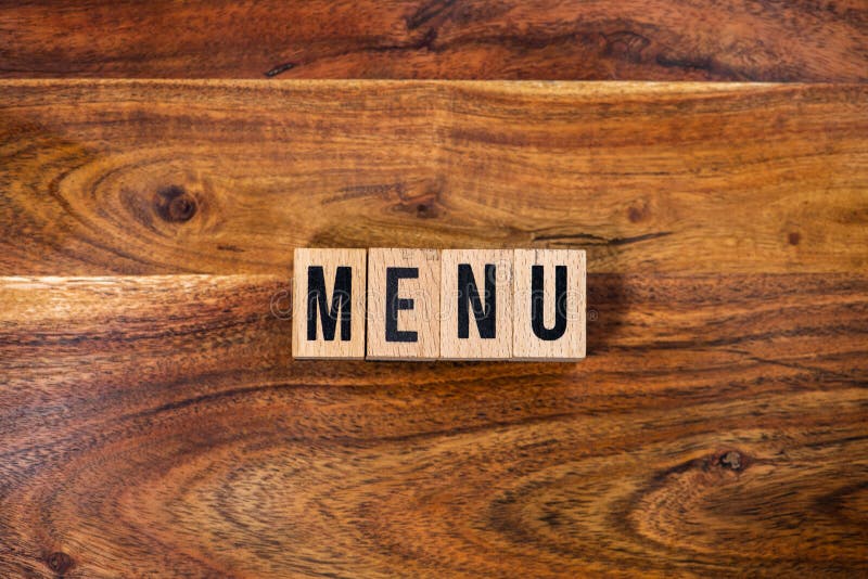 ` MENU ` Text Made of Wooden Cube on Wooden Background Stock Photo ...
