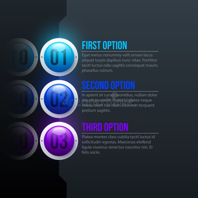 Menu with Three Colorful Spheres Stock Vector - Illustration of options ...