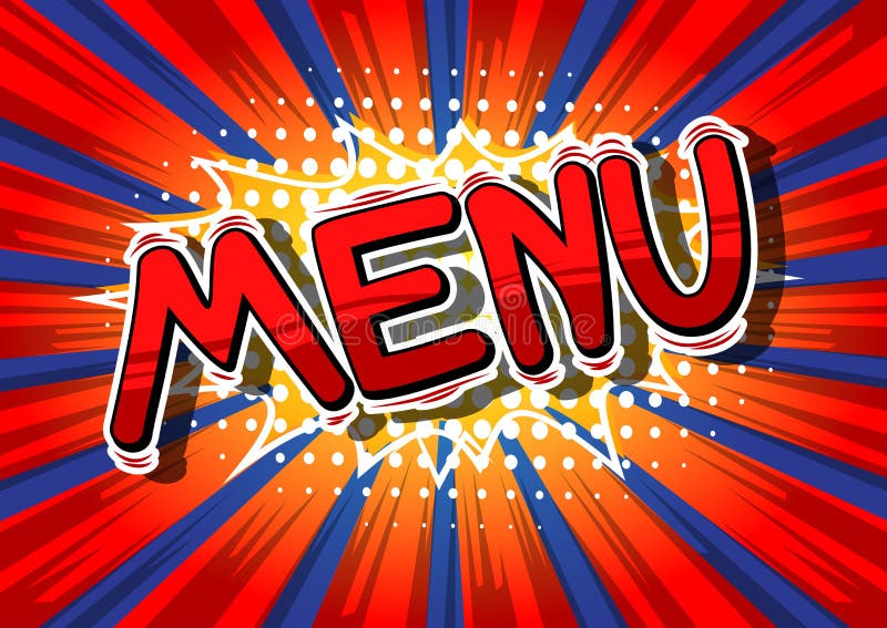 Menu - Vector Illustrated Comic Book Style Phrase. Stock Illustration ...