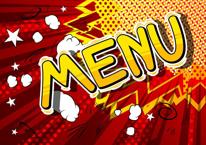 Menu - Vector Illustrated Comic Book Style Phrase. Stock Illustration ...
