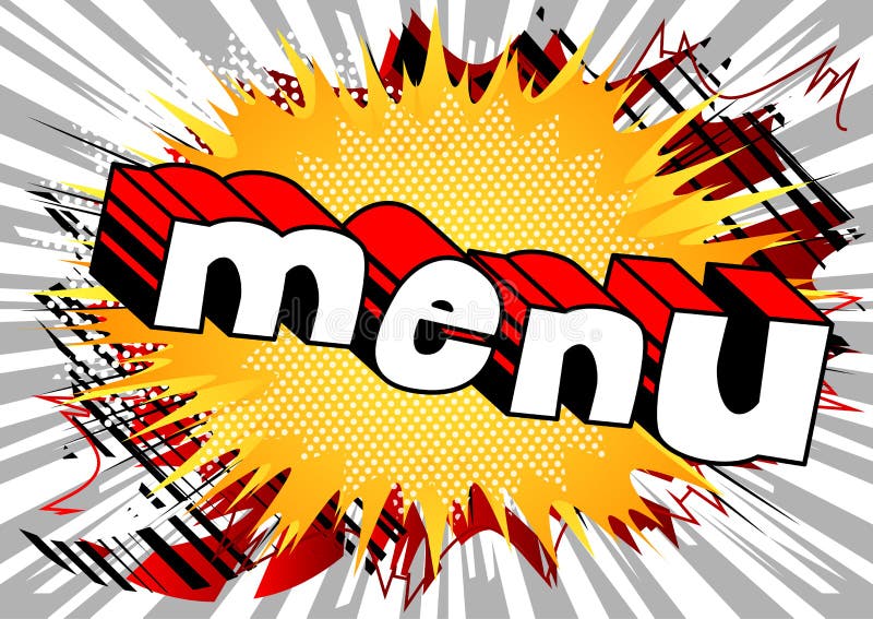 Menu - Vector Illustrated Comic Book Style Phrase. Stock Illustration ...