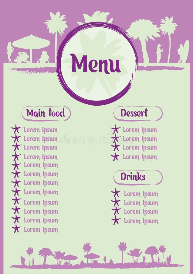 Trendy Tropical Jungle Style Vector Menu Stock Vector - Illustration of ...